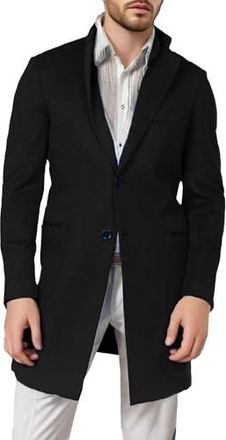 Generic Trench dhiver chaud pour homme avec revers cranté simple boutonnage classique coupe ajustée avec poches, Noir N27, 3XL