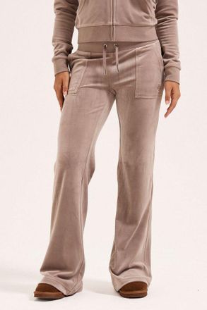 Juicy Couture Sweathose LAYLA LOW RISE POCKETED FLARE PANT. Damen Trainingshose Damen, Sweathose, Velour, Jogginghose mit Glitzer, Sale