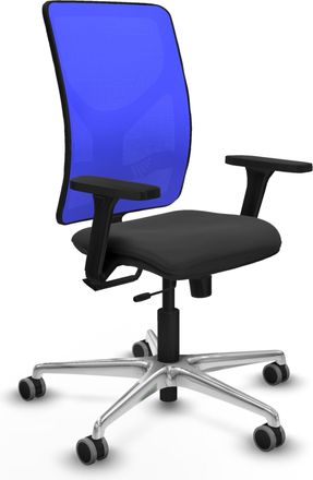 Piqueras y Crespo B&uuml;rostuhl mit hoher R&uuml;ckenlehne, mit 3D-Armlehnen, h&ouml;henverstellbare Lendenwirbelst&uuml;tze, ausgestattet mit Syncro/Traslack und Schneideschaum, Blau/Dun