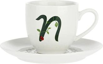 La Porcellana Bianca Porcellana Solotua Kaffeetasse mit Untertasse Buchstabe N 85 ml in Geschenkbox