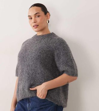 Asos Curve ASOS DESIGN Curve t-shirt premium en m&eacute;lange dalpaga gris moyen