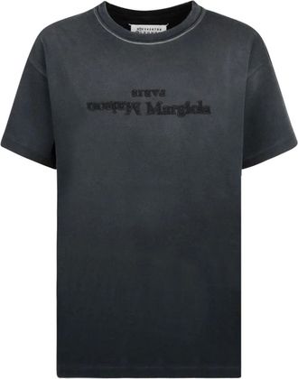 Maison Margiela Femme, Tops, Noir, Taille: 38 FR T-shirt avec logo invers&eacute;