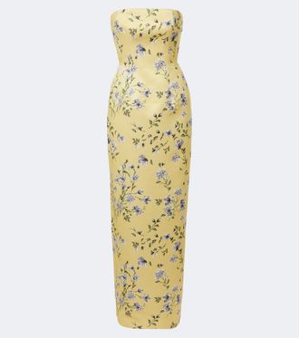Emilia Wickstead Robe longue bustier Laelia &agrave; fleurs