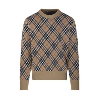 Burberry Checked Wool-Blend Sweater - - Knitwear - Herren - Beige - L
