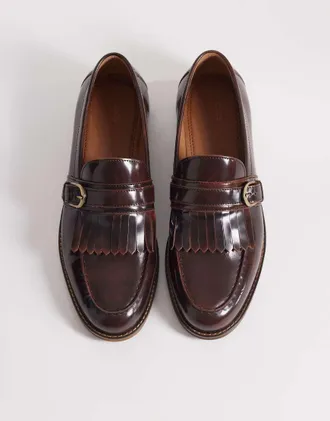 Asos Mocassins en cuir &agrave; franges et boucle - Marron-Brown