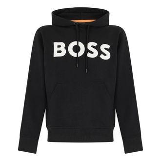 HUGO BOSS Kapuzenpullover aus Baumwollfrottee mit gro&szlig;em Logo - - Sweatshirts & Hoodies - Herren - Schwarzk - L