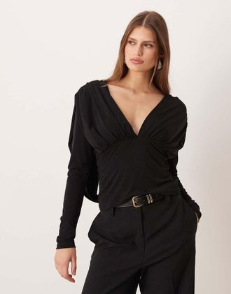 Gina Tricot Gina Tricot - Oberteil in Schwarz mit drapierter R&uuml;ckseite