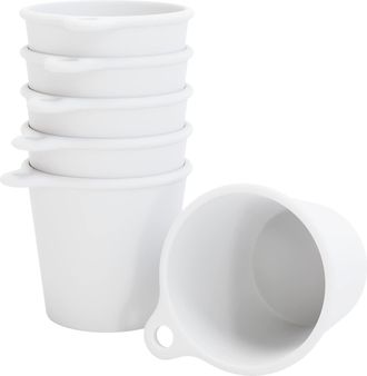 Sopro 6x Schnapsbecher Plastik 4 cl wiederverwendbar - Shotgläser 40 Milliliter weiß - Mehrweg Schnapsglas zum Umhängen - Shot Becher 4cl - Schnapsgläser fü