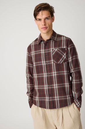 Knowledge Cotton Apparel Herren vegan Hemd Dune Regul&auml;res Karomuster Flanell Dunkelbraun