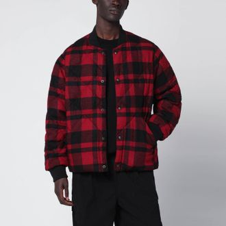 Polo Ralph Lauren Rot-schwarze gesteppte Bomberjacke mit Karomuster