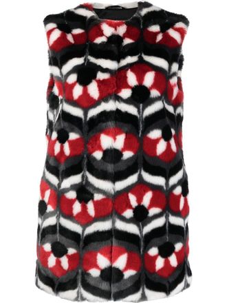 Moschino gilet en fourrure artificielle à motif géométrique - Noir