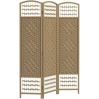 HOMCOM Paravent int&eacute;rieur en bois s&eacute;parateur de pi&egrave;ce cloison pliable 3 panneaux 120 x 170 cm bois naturel-Bois naturel