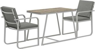 OUTSUNNY Salon de jardin design relax 2 personnes 3 pi&egrave;ces avec coussins d&eacute;houssables gris
