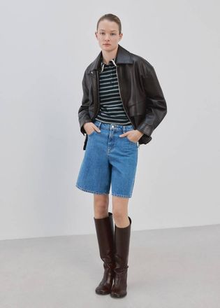 Mango Polo rayures festonn&eacute; bleu marine - Femme - XXS - MANGO