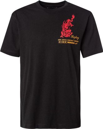 Replay Herren T-Shirt schwarz Baumwolle