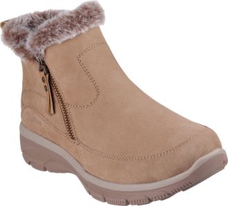 Skechers Winterboots SKECHERS EASY GOING-COOL ZIP, Damen, Gr. 35, hellbraun, Leder, Textil, Schuhe, Winterschuh, Reißverschlussstiefel mit 3M Scotchgard-Impräg