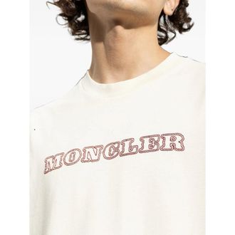 Moncler Logo-Embroidered Cotton T-Shirt - Beige