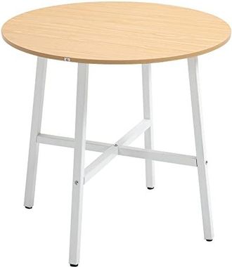 HOMCOM Esstisch 80 x 80 cm rund K&uuml;chentisch f&uuml;r 4 Personen Esszimmertisch mit Stahlrahmen, Industriller Tisch f&uuml;r K&uuml;che, Esszimmer und Wohnzimmer Naturholz