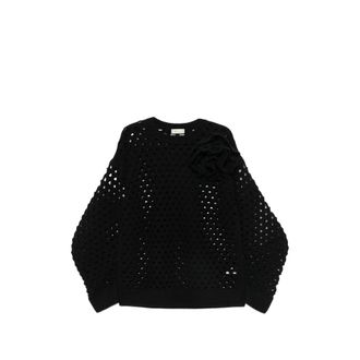 Blumarine Crochet-knit Floral-appliqu&eacute; Sweater
