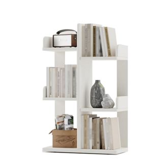 Generic Eck-B&uuml;cherregal aus massivem Holz mit 3 bis 5 Etagen, kreativ gebogenes vertikales B&uuml;cherregal, Aufbewahrungsregal for B&uuml;cher und Zeitschriften(Color 