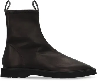 Celine Mens Leather Ankle Boot With Tapered Shape Black Lamb