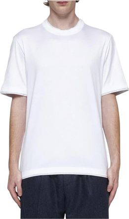 Brunello Cucinelli Homme, Tops, Blanc, Taille: M Short Sleeve Crew Neck TShirt
