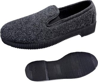 Generico Landay 190 Pantoufle Homme Ferm&eacute; Slip-on Caoutchouc Antid&eacute;rapant Tige en Tissu Chaud 100% Fabriqu&eacute; en Italie, Noir et gris., 41 EU