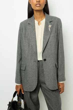 Gerard Darel Blazer &agrave; chevrons et broche - MELANIE - Gris moyen