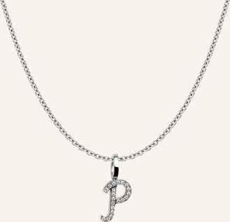 Cada Cada Kette Tiny Diamond Letter P silber
