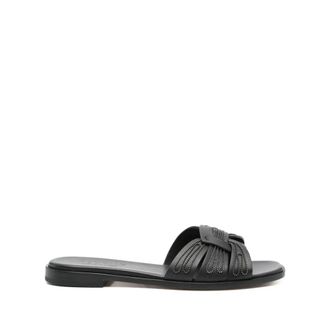 Doucal's Schwarze flache Ledersandalen mit Ausschnitten - - Shoes - Damen - Schwarzk - 38 EU