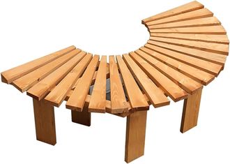 Generic Halbrunde Baumbank for Den Außenbereich, Terrassenbank Mit Lattenrost Aus Massivholz, Frei Kombinierbar Zu Kreis, Doppelbogen, S-Form, Passend, Schaff