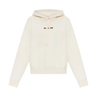 Jil Sander Femme, Sweatshirts et sweats &agrave; capuche, Beige, Taille: 36 FR Sweat &agrave; capuche with logo