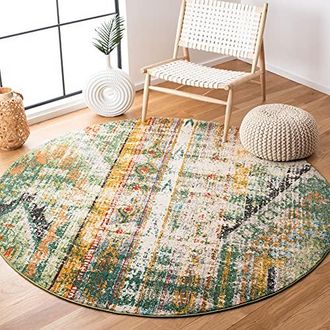 Safavieh Boho Teppich für Wohnzimmer, Esszimmer, Schlafzimmer - Madison Collection, Kurzer Flor, Grün und Orange, 82 X 152 cm