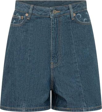 Marine Serre Femme, Shorts, Bleu, Taille: 36 FR Panelled Denim Shorts