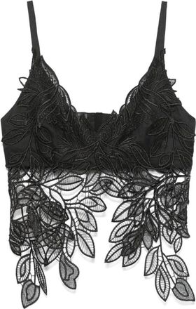 Alberta Ferretti Femme, Tops, Noir, Taille: 38 FR Macram&eacute; Foliage Crop Top