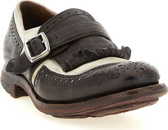 Churchs Brogue-Perforated Leather Monk-Strap Flat - Black