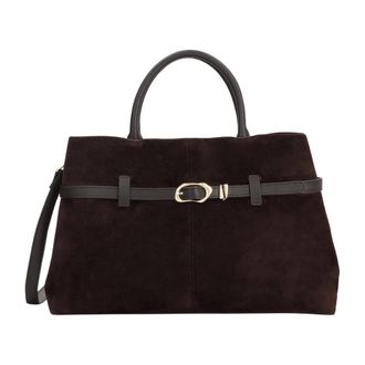 Kazar Wildleder Tasche mit Zierschnalle und G&uuml;rteln - - Bags - Damen - Braun - ONE SIZE