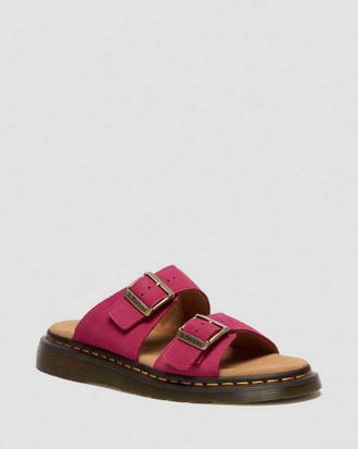 Dr. Martens Josef Nubuck Leder Slide Sandalen in Rosa, Gr&ouml;&szlig;e: 36