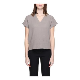 Jacqueline de Yong V-Ausschnitt Baumwollbluse - Grau - - Blouses & Shirts - Damen - Grau - L