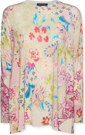 Elena Miro Femme, Pulls, Multicolore, Taille: 42 FR Top Imprim&eacute; en Viscose M&eacute;lang&eacute;e