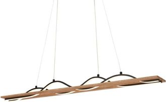 Briloner Vinka Lampe led suspendue, décor bois, forme de vague, lumière blanche chaude, noir-bois, 98 x 11 x 120 cm