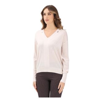 Patrizia Pepe Femme, Pulls, Beige, Taille: 36 FR V-neck Tricots