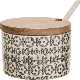 Bloomingville Contenitore per sale con coperchio e cucchiaio Bloomingville Karine grigio Karine