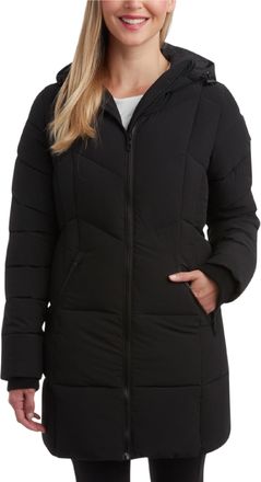 Spyder Langer Damen-Wintermantel - gem&uuml;tliche, lange Pufferm&auml;ntel f&uuml;r Damen, wind- und wasserabweisend, gesteppte Jacke mit Kapuze f&uuml;r Damen, Schwarz, Medium