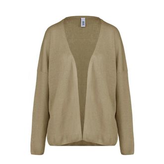 Bomboogie Femme, Pulls, Vert, Taille: 38 FR Long-sleeve linen cardigan