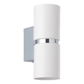 Eglo LED Wandlampe Passa, 2 flammige Wandleuchte, Wandstrahler innen aus Metall in Wei&szlig; und Chrom, Wohnzimmerlampe, Flurlampe mit Up and Down Light, rund, 