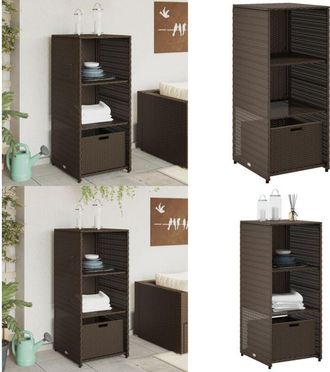 vidaXL Gartenschrank Braun 50x55x115 cm Poly Rattan - Outdoor-Schrank - Gartenschrank - Stauraum - Gartenorganisation - Polyrattan - Home & Living