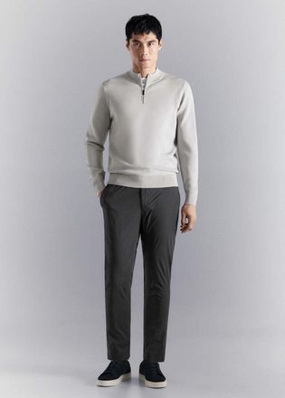 Mango Pull confort extensible &agrave; zip gris glac&eacute; - Homme - XXL - MANGO MAN