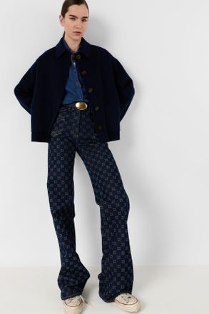 Gerard Darel Manteau court en laine double face - PERRINEA - Encre