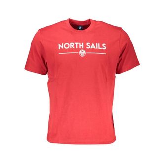 North Sails Rotes Baumwoll-Print-Logo-T-Shirt - - Tops - Herren - Rot - XL